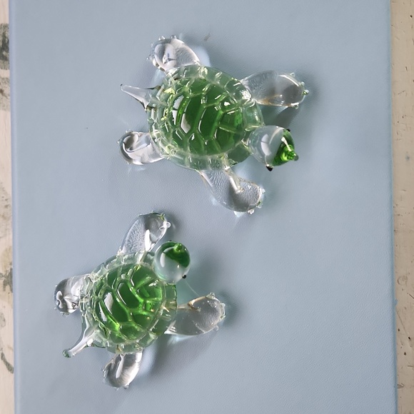 unknown | Accents | Glass Turtles Hand Crafted Set Of 2 | Poshmark
